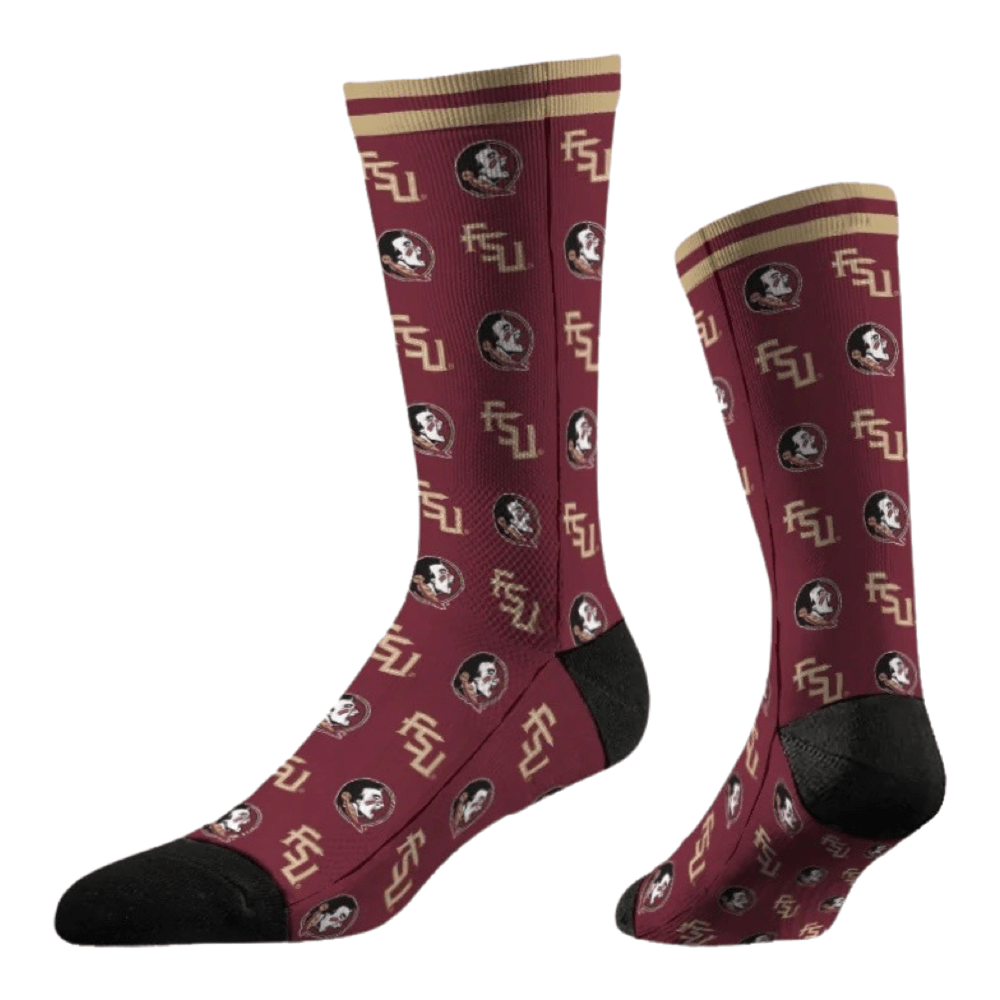 Florida State Seminoles Sublimated Step & Repeat Crew Socks – Heads and ...